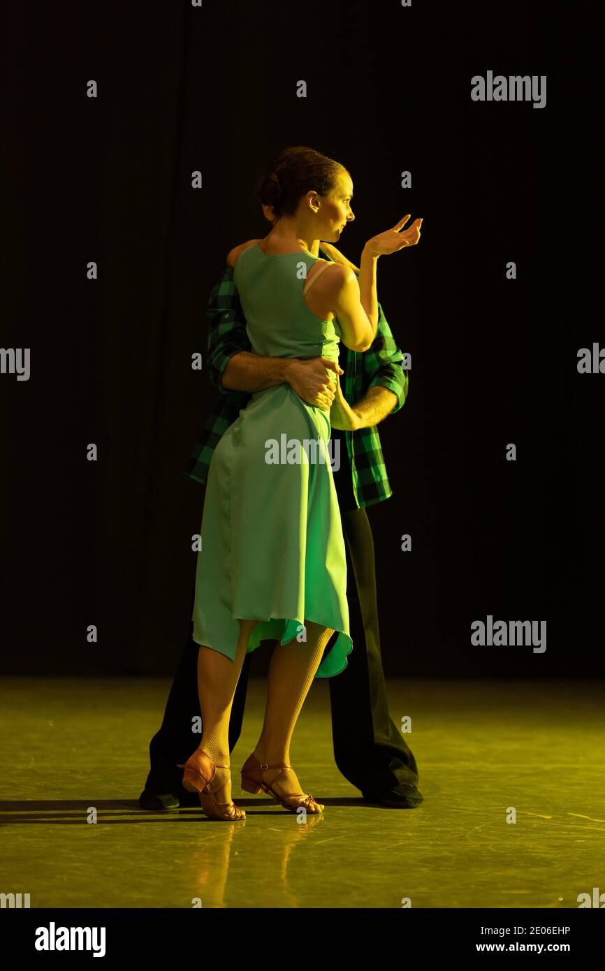 Dancer Actors perform on the theater stage in a dance show musical ...