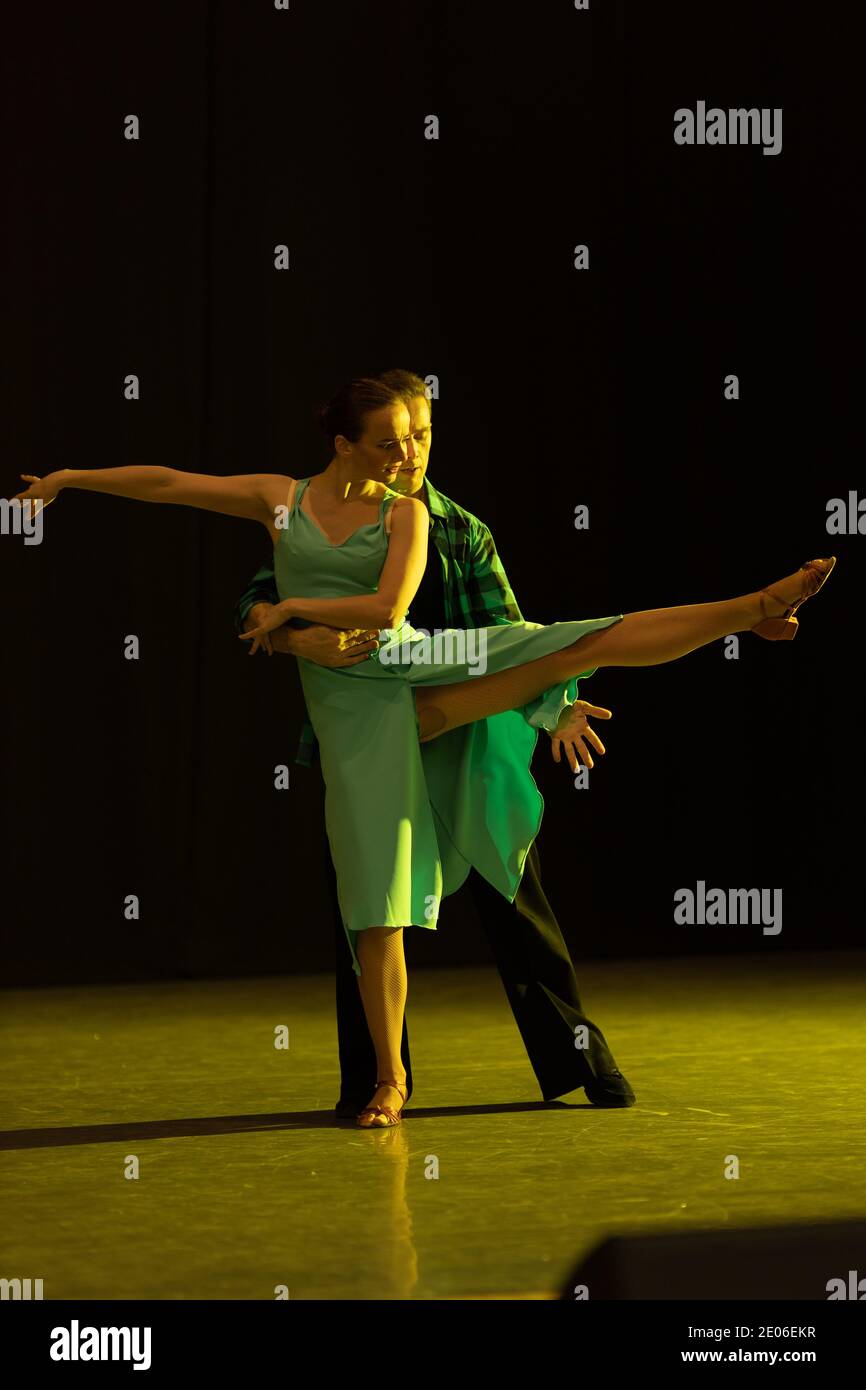 Dancer Actors perform on the theater stage in a dance show musical ...