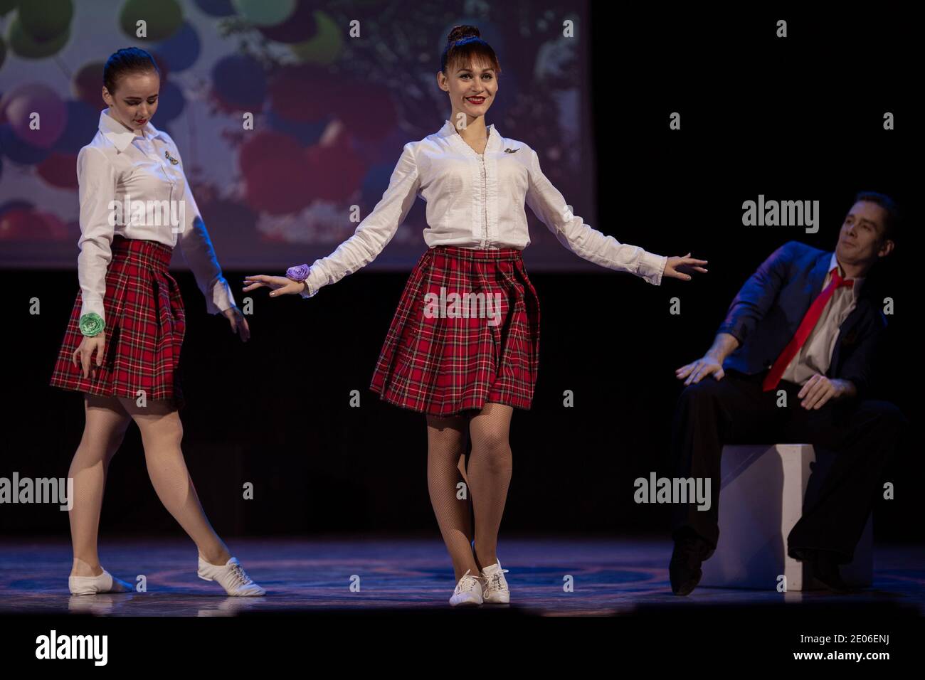 Dancer Actors perform on the theater stage in a dance show musical ...