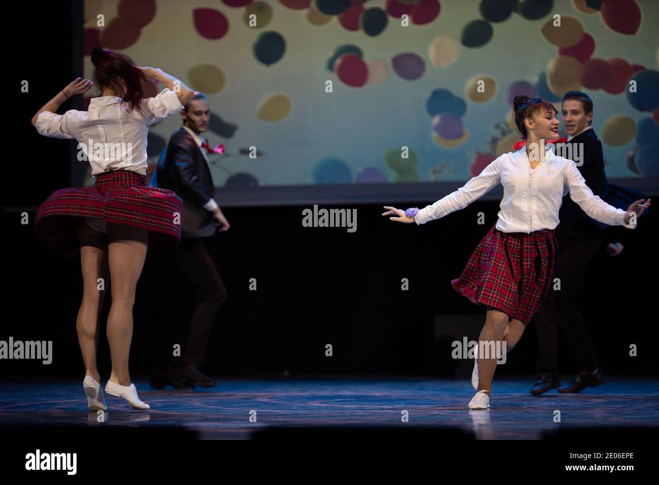 Dancer Actors perform on the theater stage in a dance show musical ...