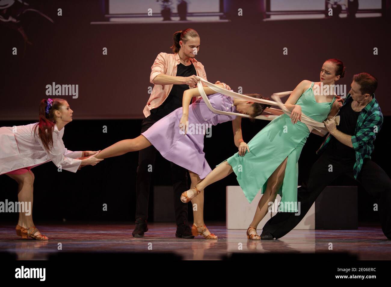 Dancer Actors perform on the theater stage in a dance show musical ...