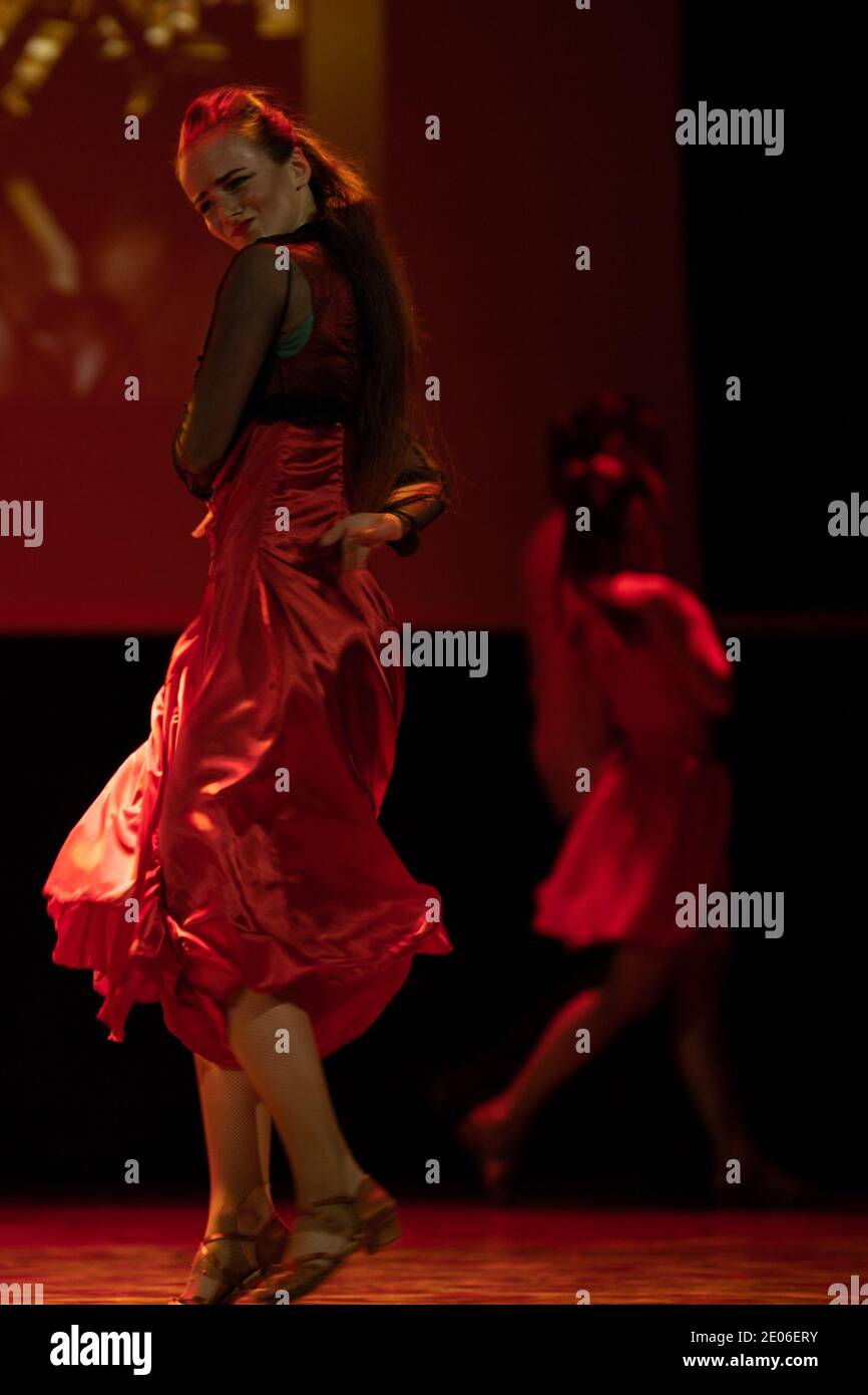 Dancer Actors perform on the theater stage in a dance show musical ...