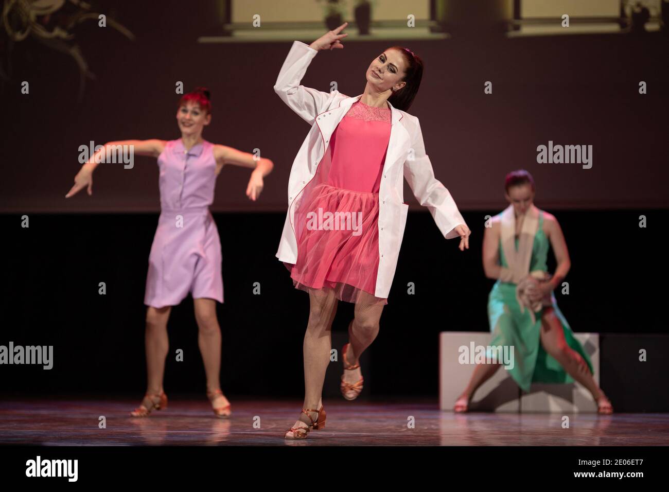Dancer Actors perform on the theater stage in a dance show musical ...