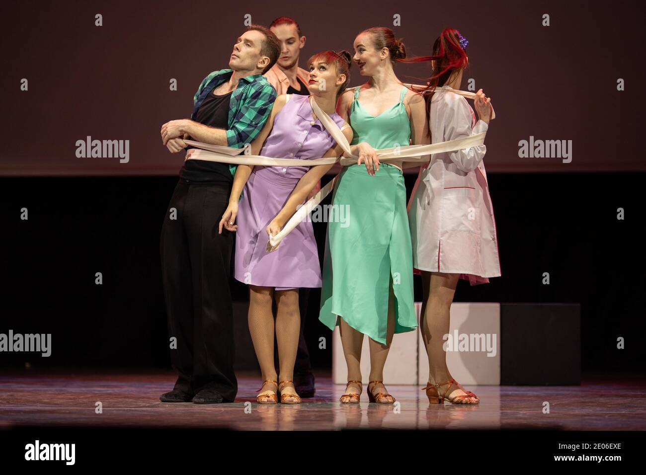 Dancer Actors perform on the theater stage in a dance show musical ...