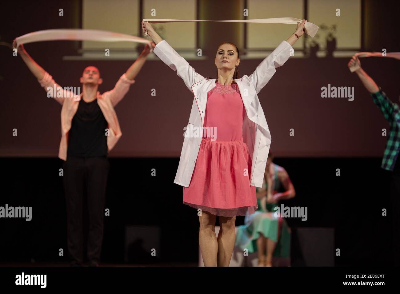 Dancer Actors perform on the theater stage in a dance show musical ...