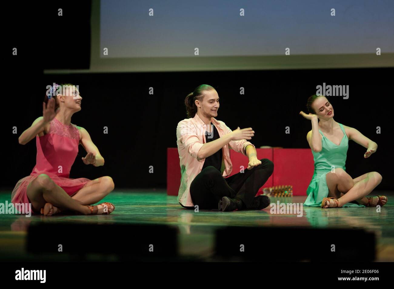 Dancer Actors perform on the theater stage in a dance show musical ...