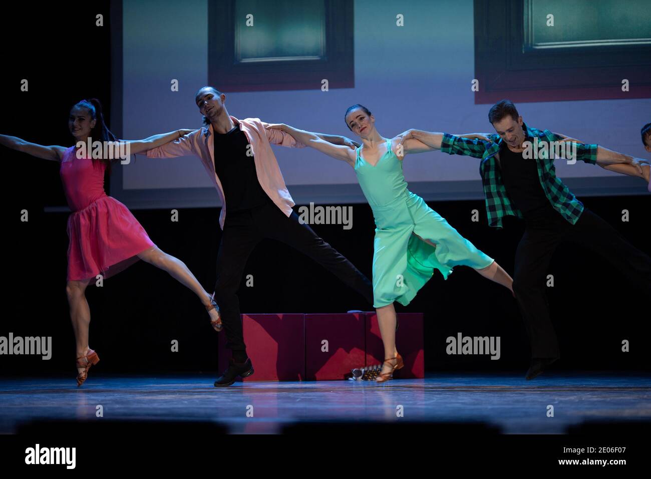 Dancer Actors perform on the theater stage in a dance show musical ...
