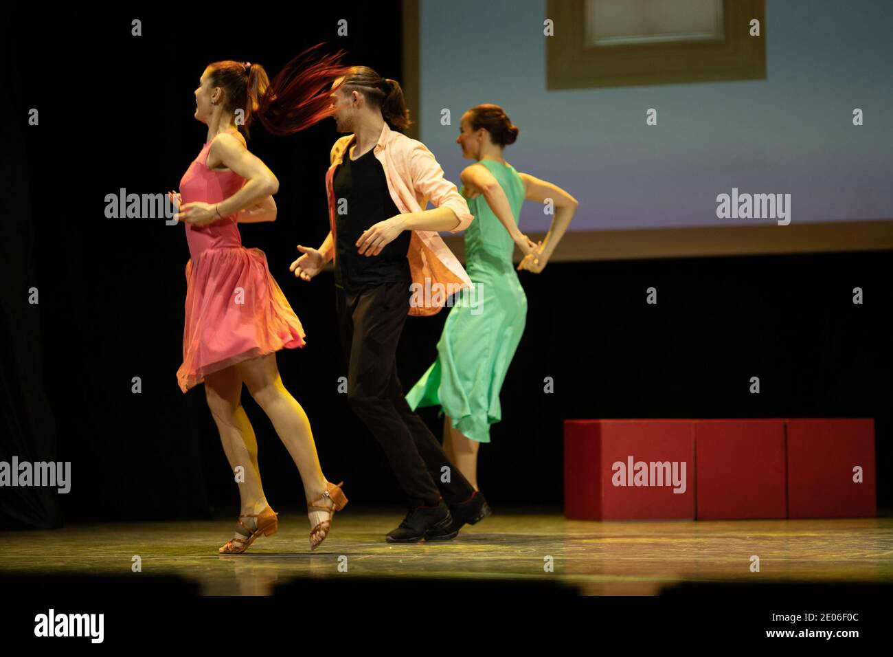 Dancer Actors perform on the theater stage in a dance show musical ...
