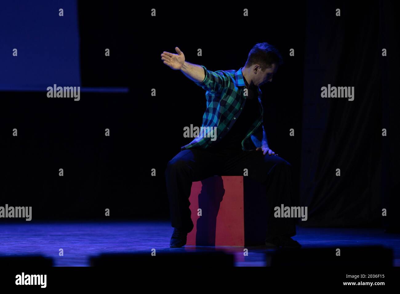 Actor dancer young man performs in the theater on stage in a dance ...