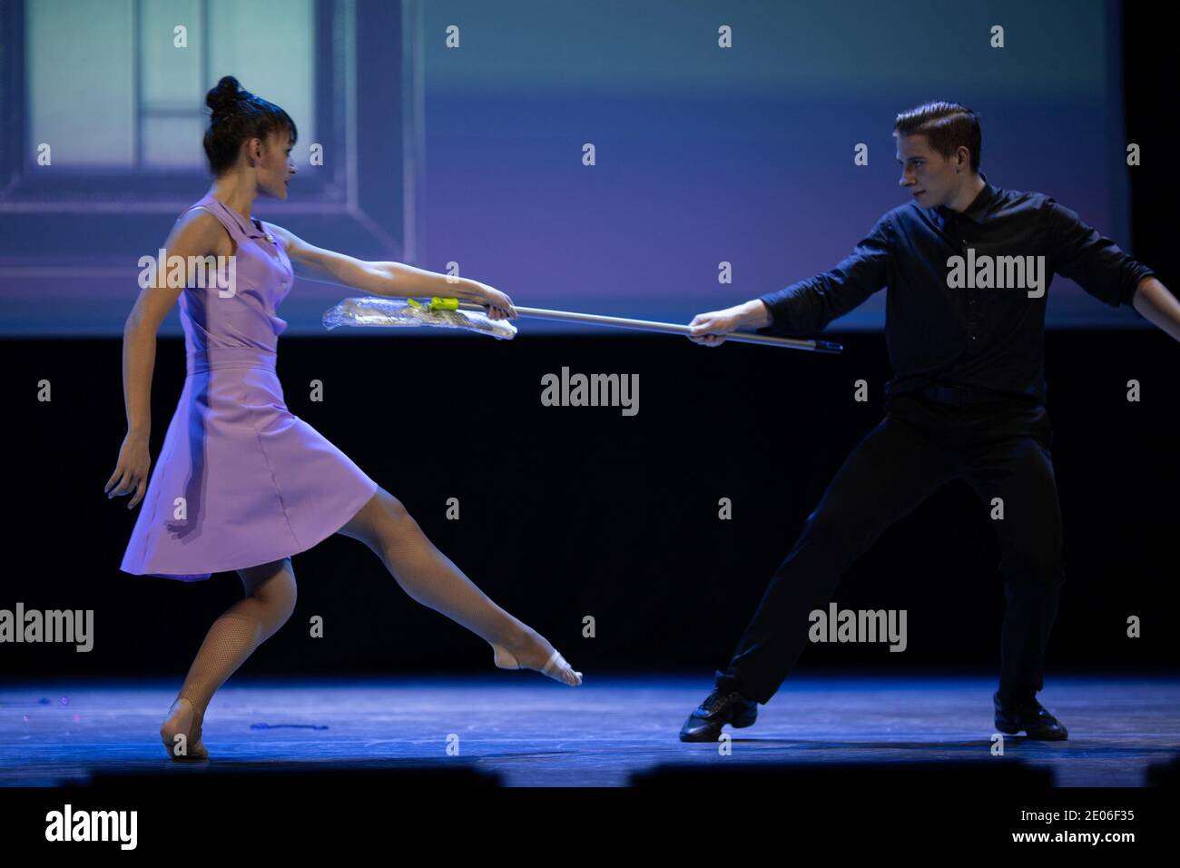 Dancer Actors perform on the theater stage in a dance show musical ...
