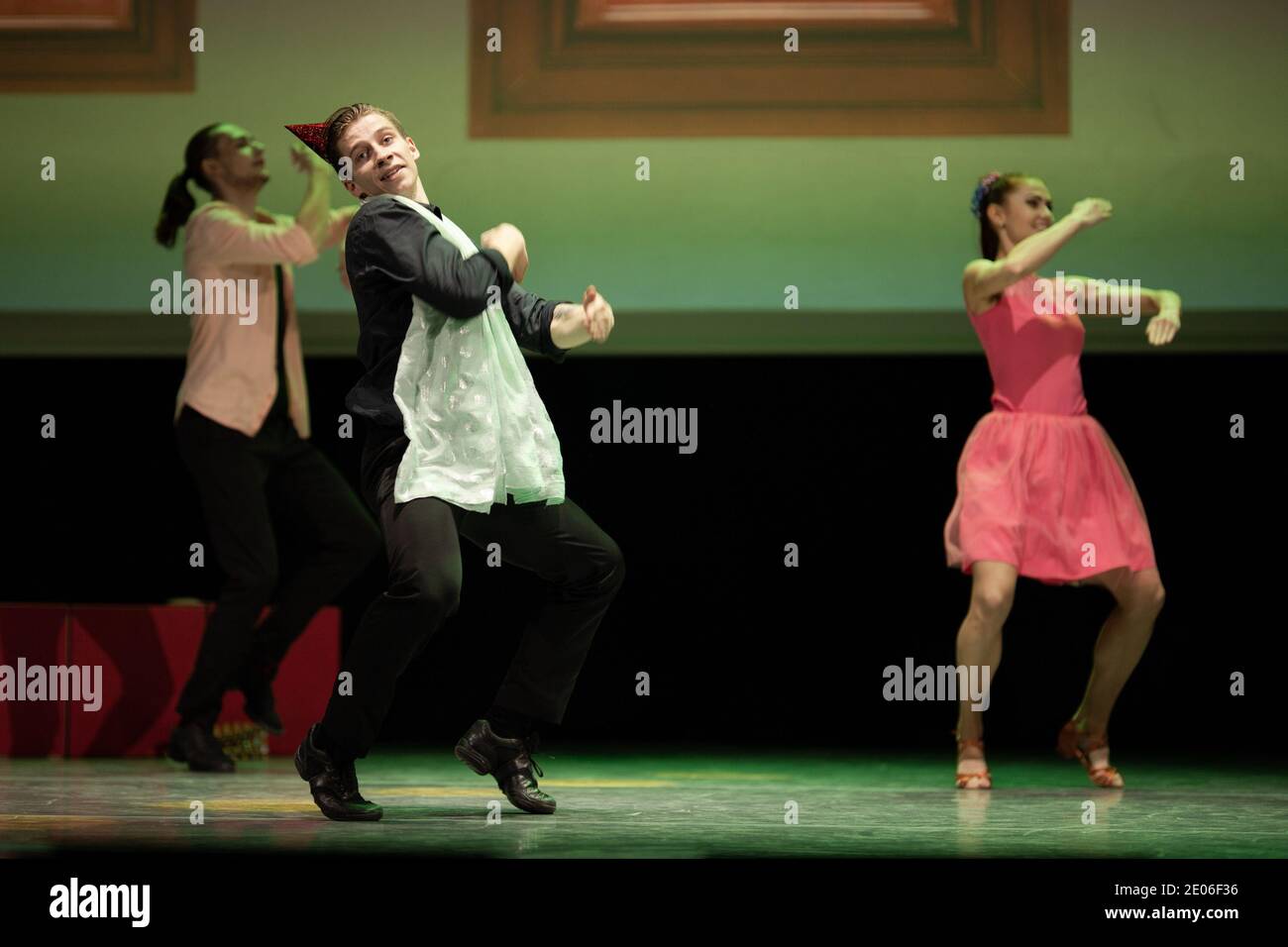 Dancer Actors perform on the theater stage in a dance show musical ...