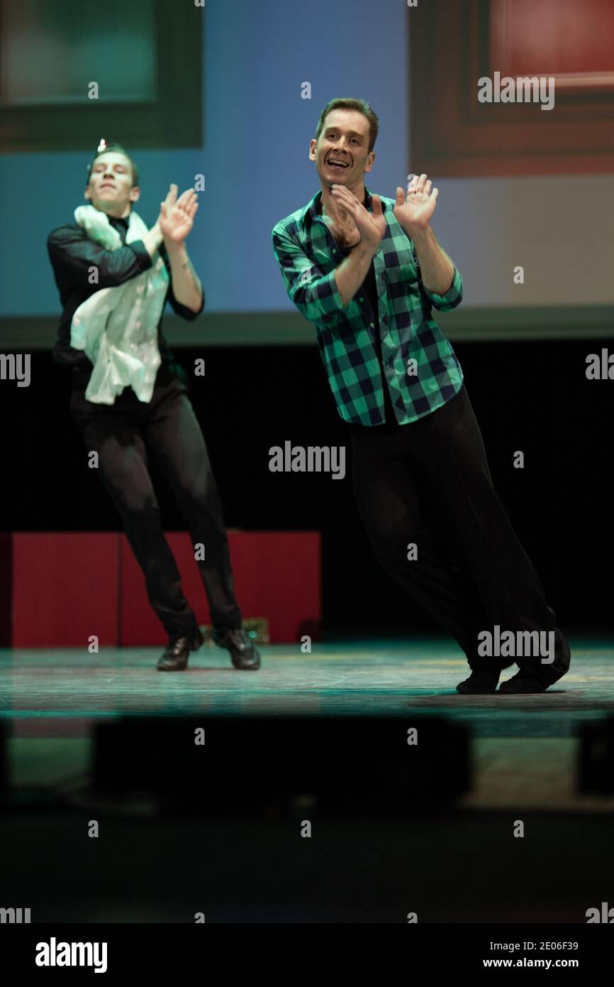 Dancer Actors perform on the theater stage in a dance show musical ...