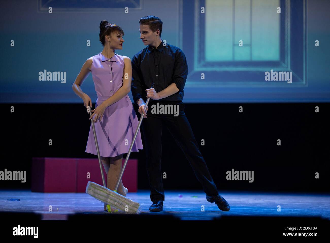 Dancer Actors perform on the theater stage in a dance show musical ...
