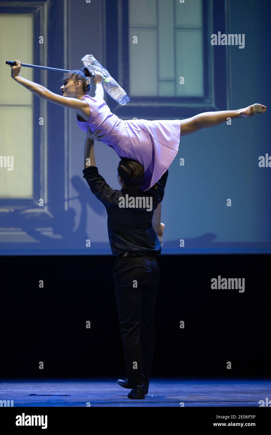 Dancer Actors perform on the theater stage in a dance show musical ...