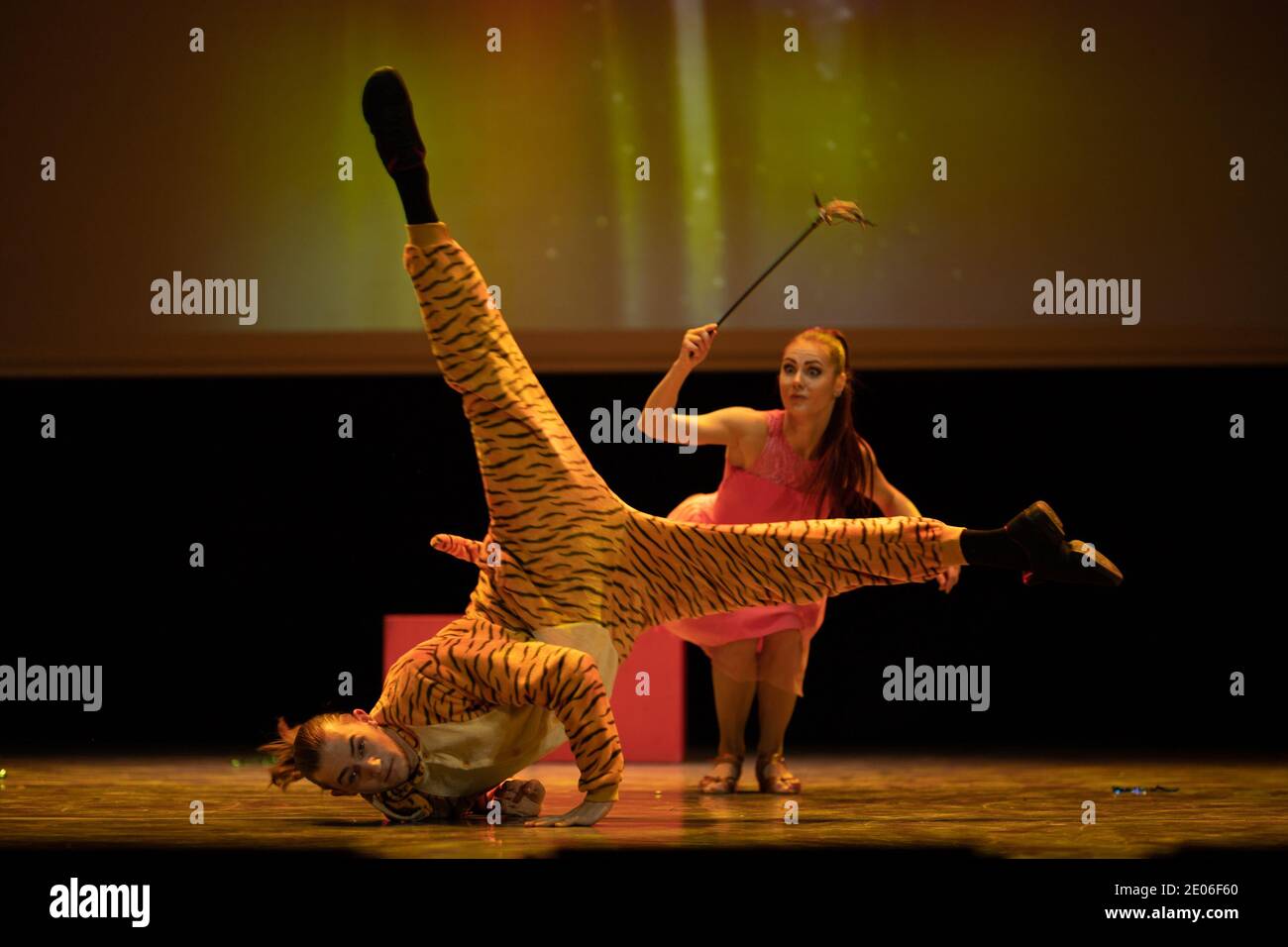 Dancer Actors perform on the theater stage in a dance show musical ...