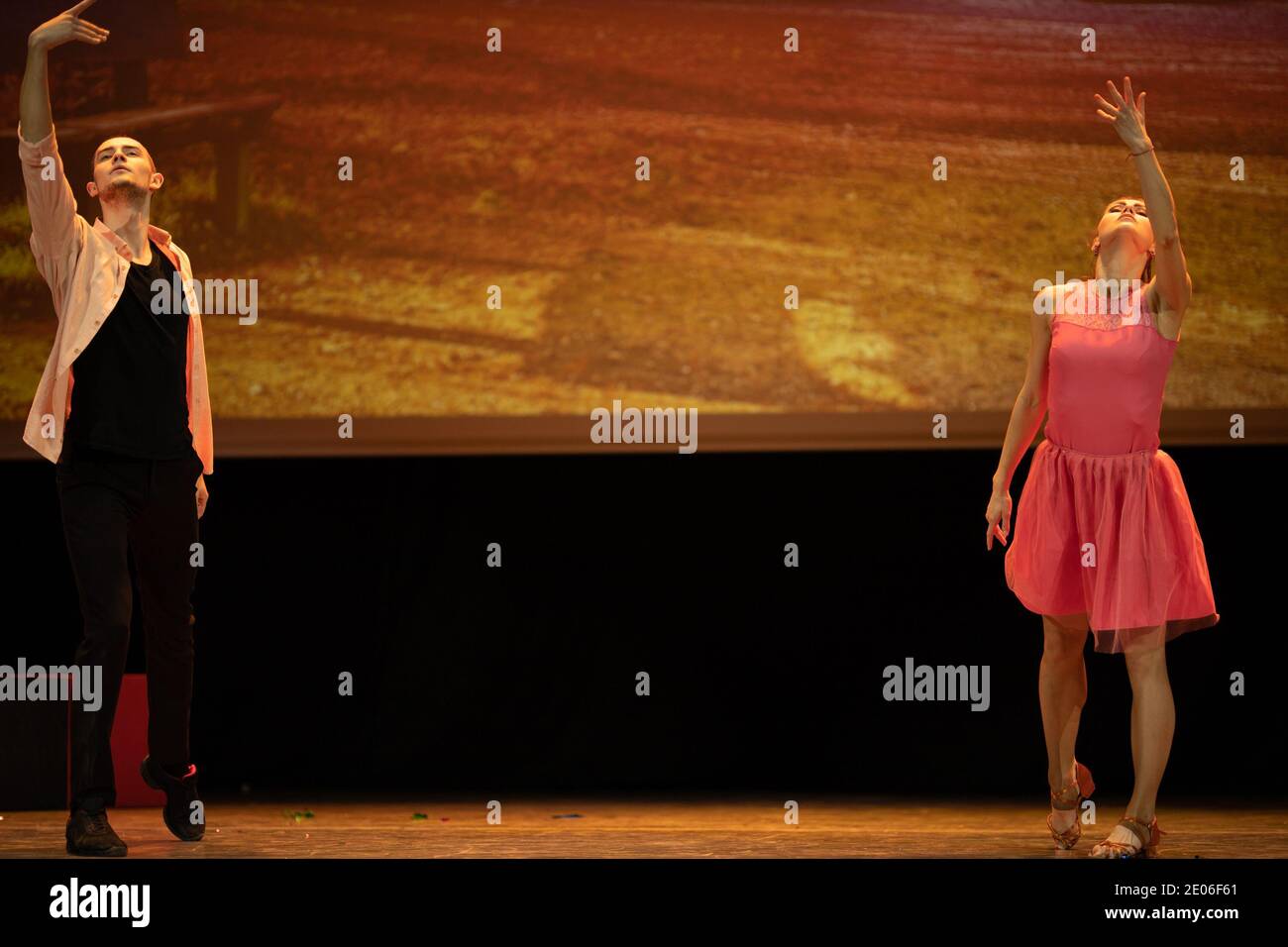 Dancer Actors perform on the theater stage in a dance show musical ...