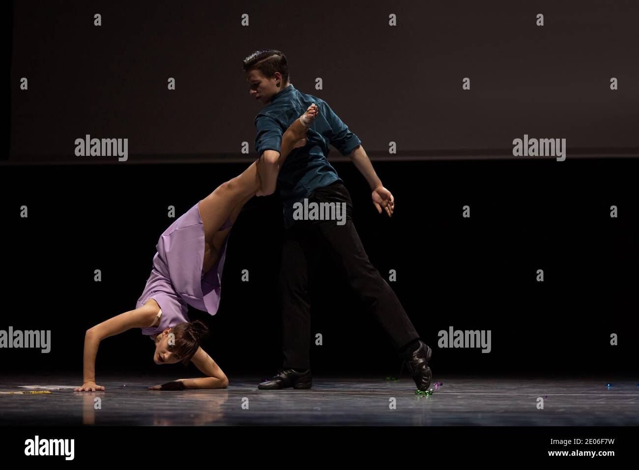 Dancer Actors perform on the theater stage in a dance show musical ...