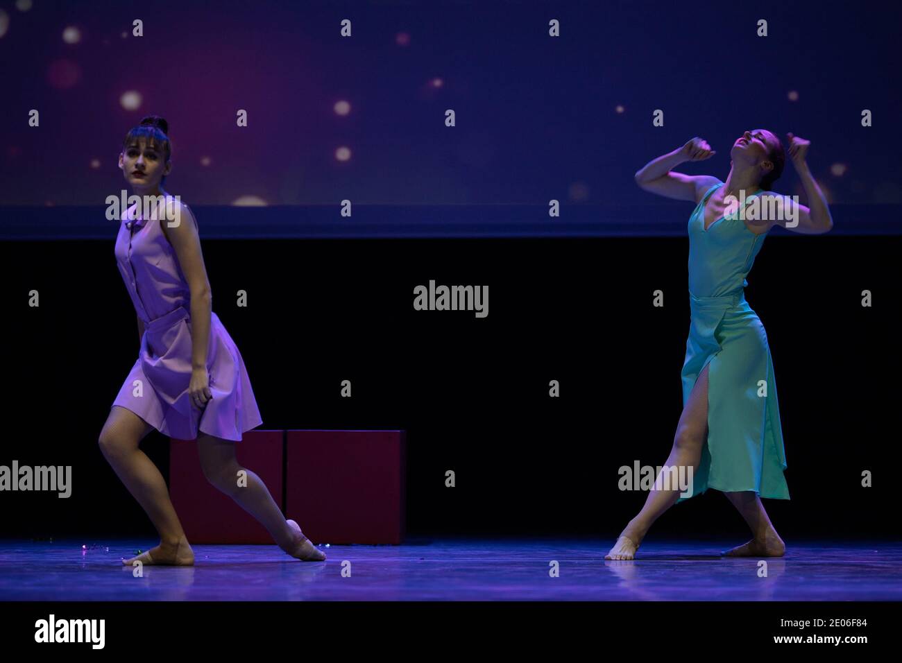 Dancer Actors perform on the theater stage in a dance show musical ...