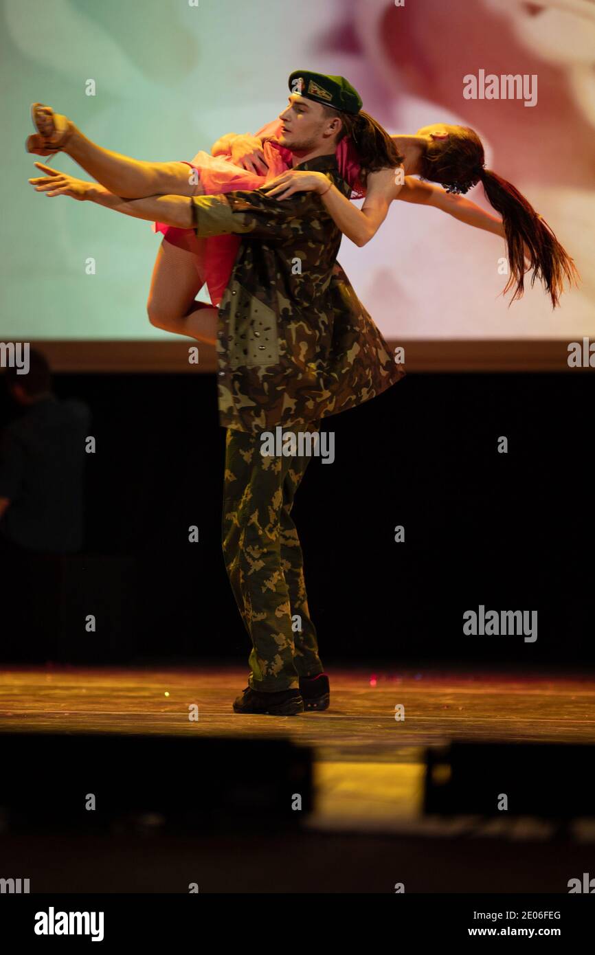 Dancer Actors perform on the theater stage in a dance show musical ...