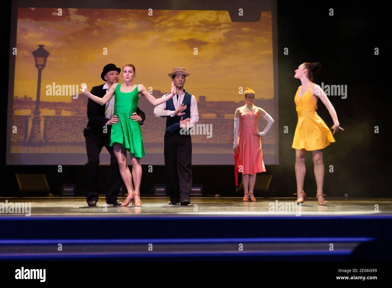 Dancer Actors perform on the theater stage in a dance show musical ...