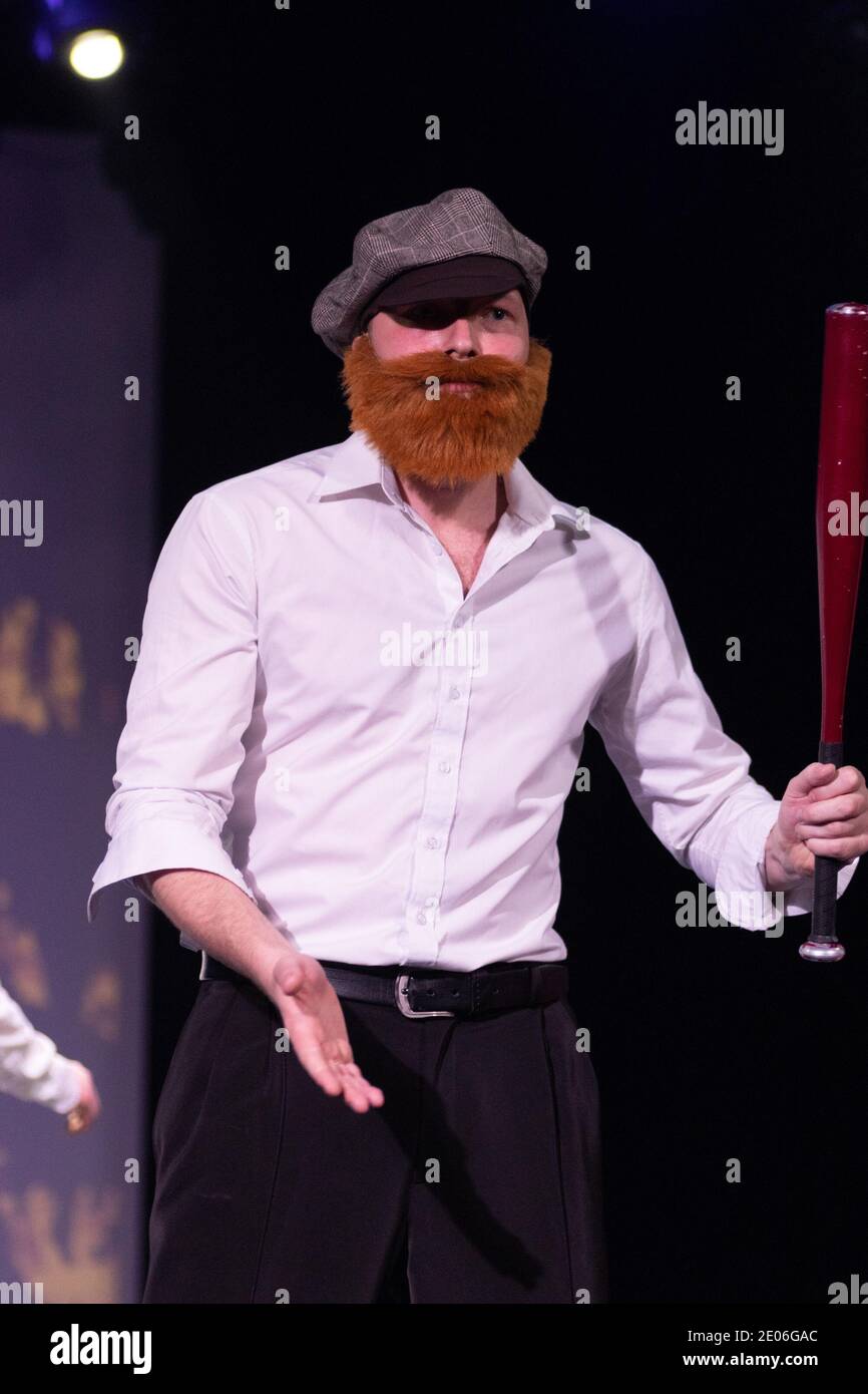 Actor dancer young man performs in the theater on stage in a dance ...