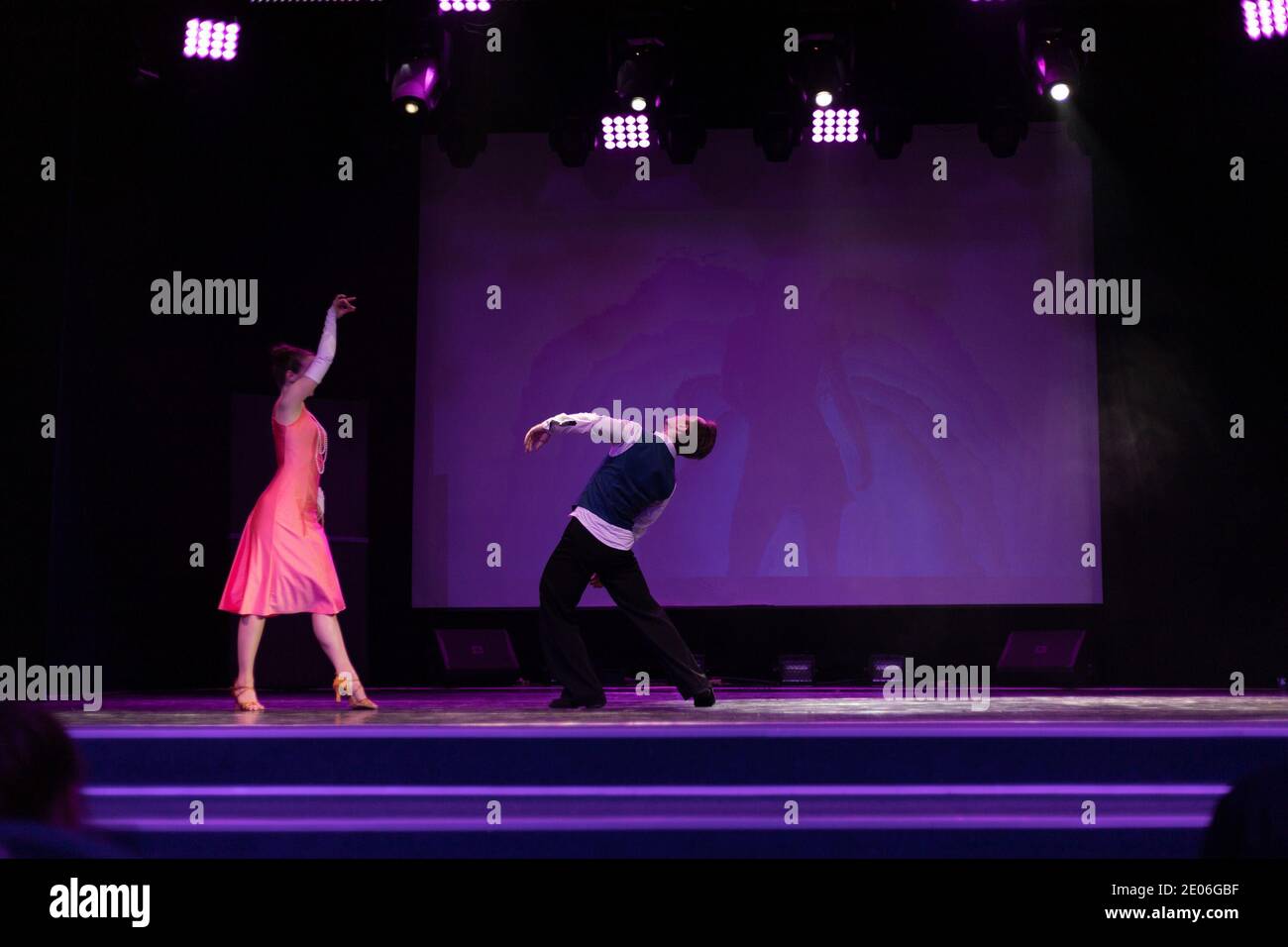 Dancer Actors perform on the theater stage in a dance show musical ...