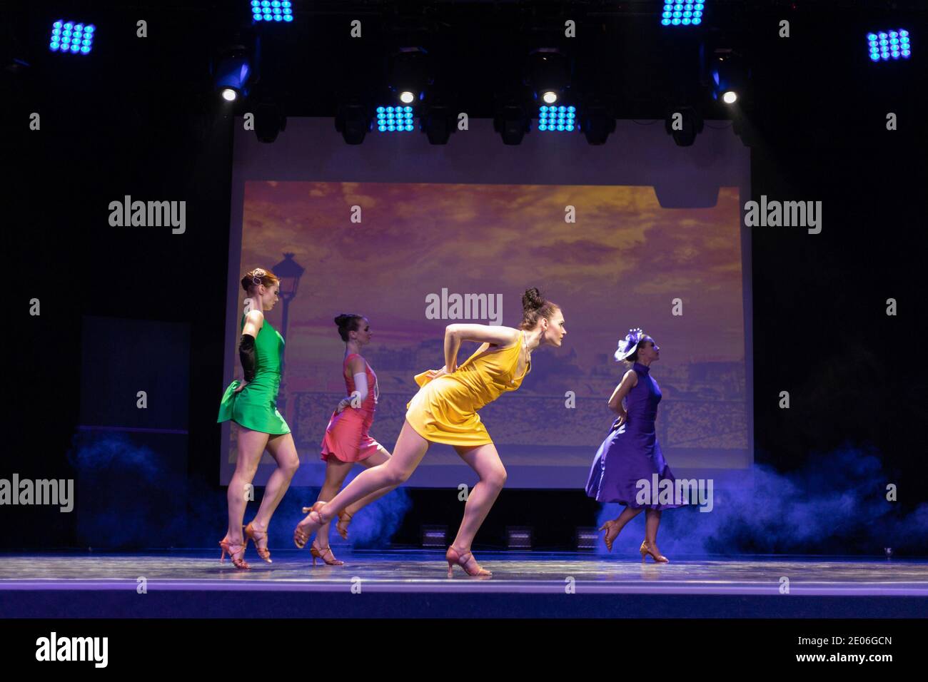 Dancer Actors perform on the theater stage in a dance show musical ...