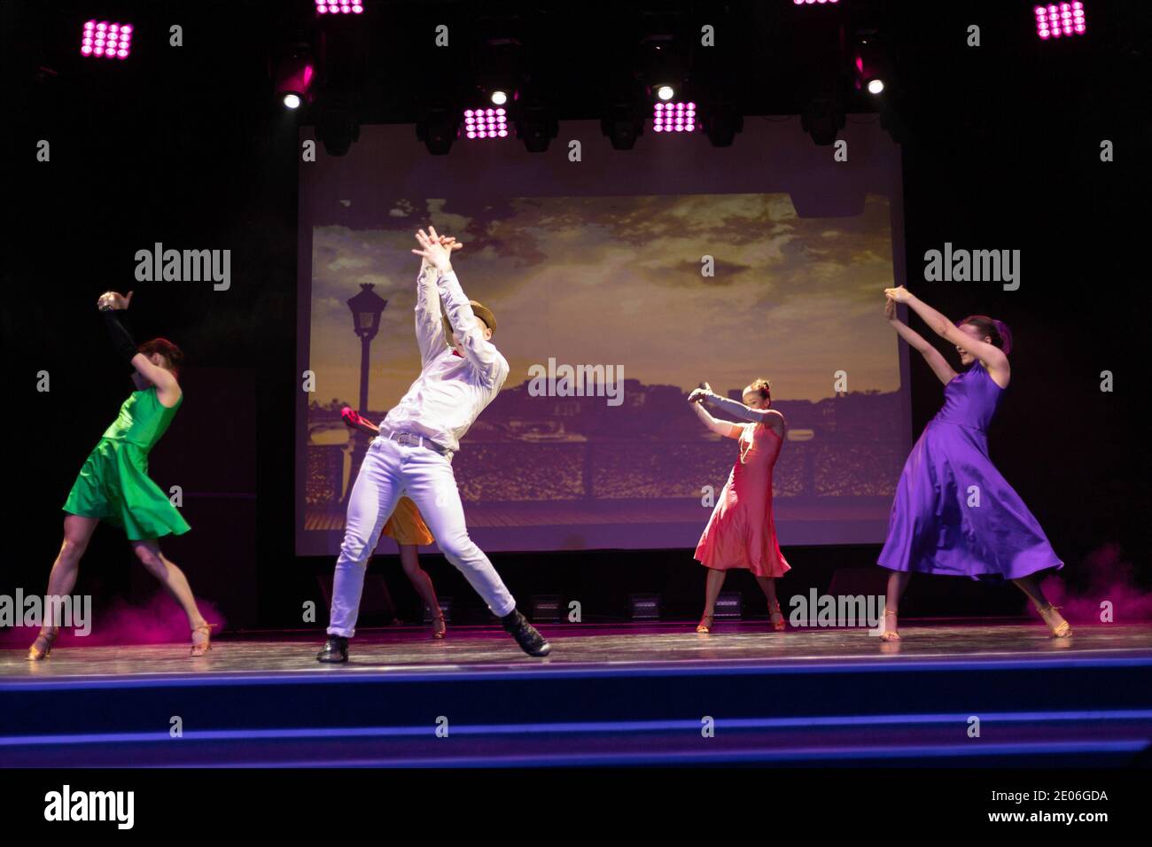 Dancer Actors perform on the theater stage in a dance show musical ...