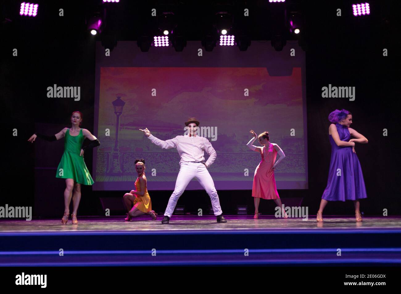 Dancer Actors perform on the theater stage in a dance show musical ...