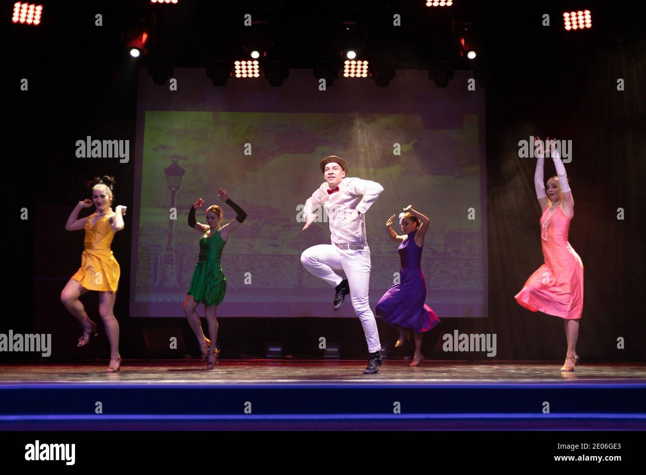 Dancer Actors perform on the theater stage in a dance show musical ...