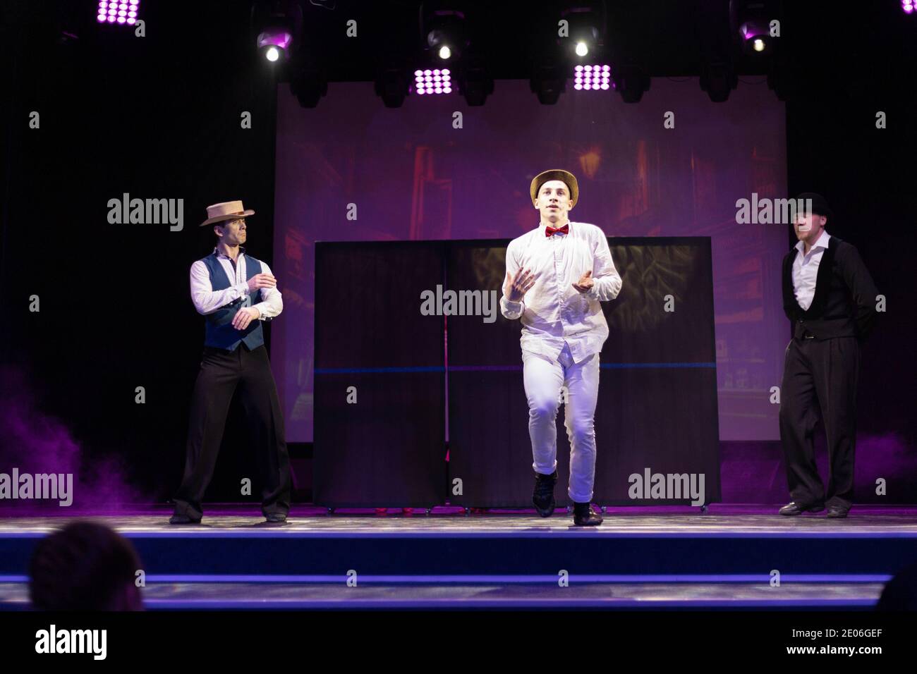 Dancer Actors perform on the theater stage in a dance show musical ...