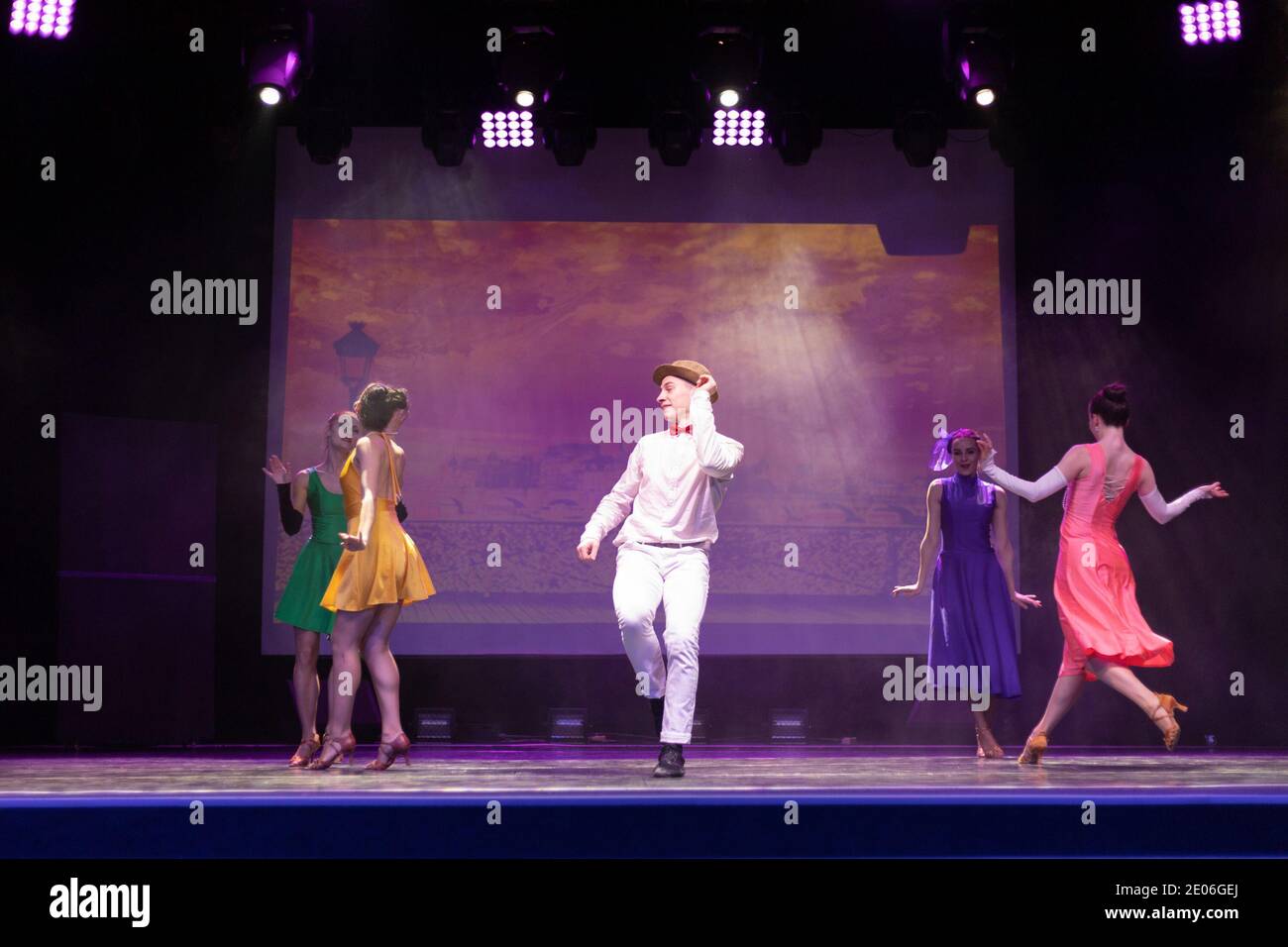 Dancer Actors perform on the theater stage in a dance show musical ...