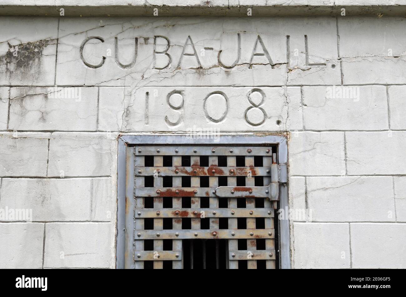 Facade of the former city jail building in Cuba, built in 1908 of ...
