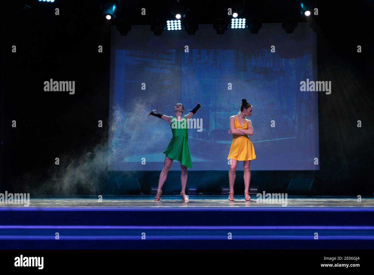 Dancer Actors perform on the theater stage in a dance show musical ...