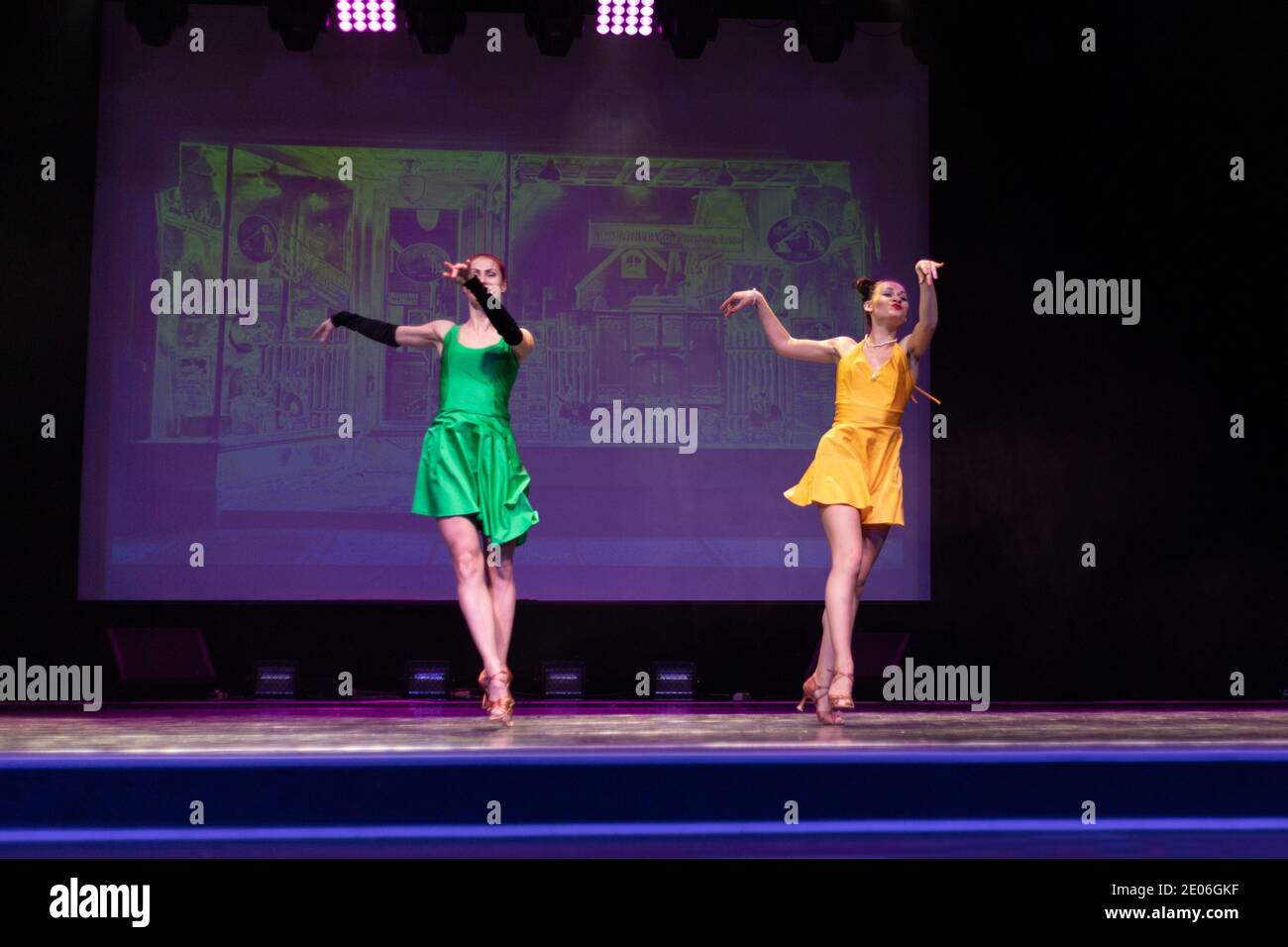 Dancer Actors perform on the theater stage in a dance show musical ...