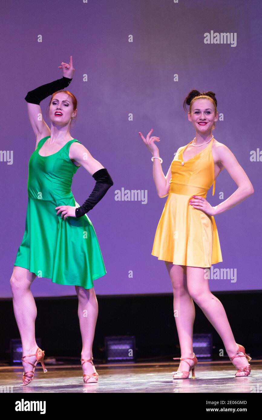 Dancer Actors perform on the theater stage in a dance show musical ...
