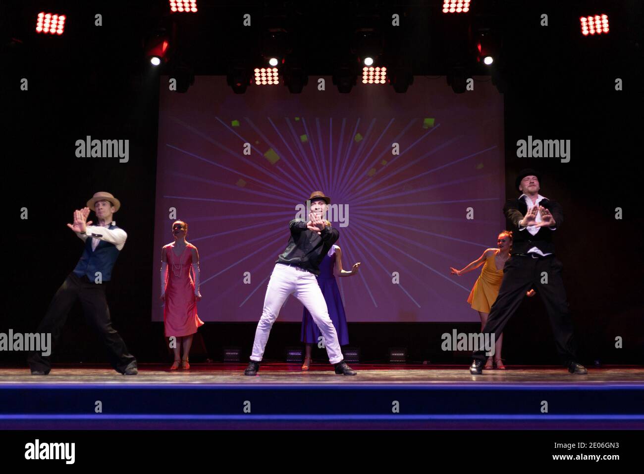 Dancer Actors perform on the theater stage in a dance show musical ...