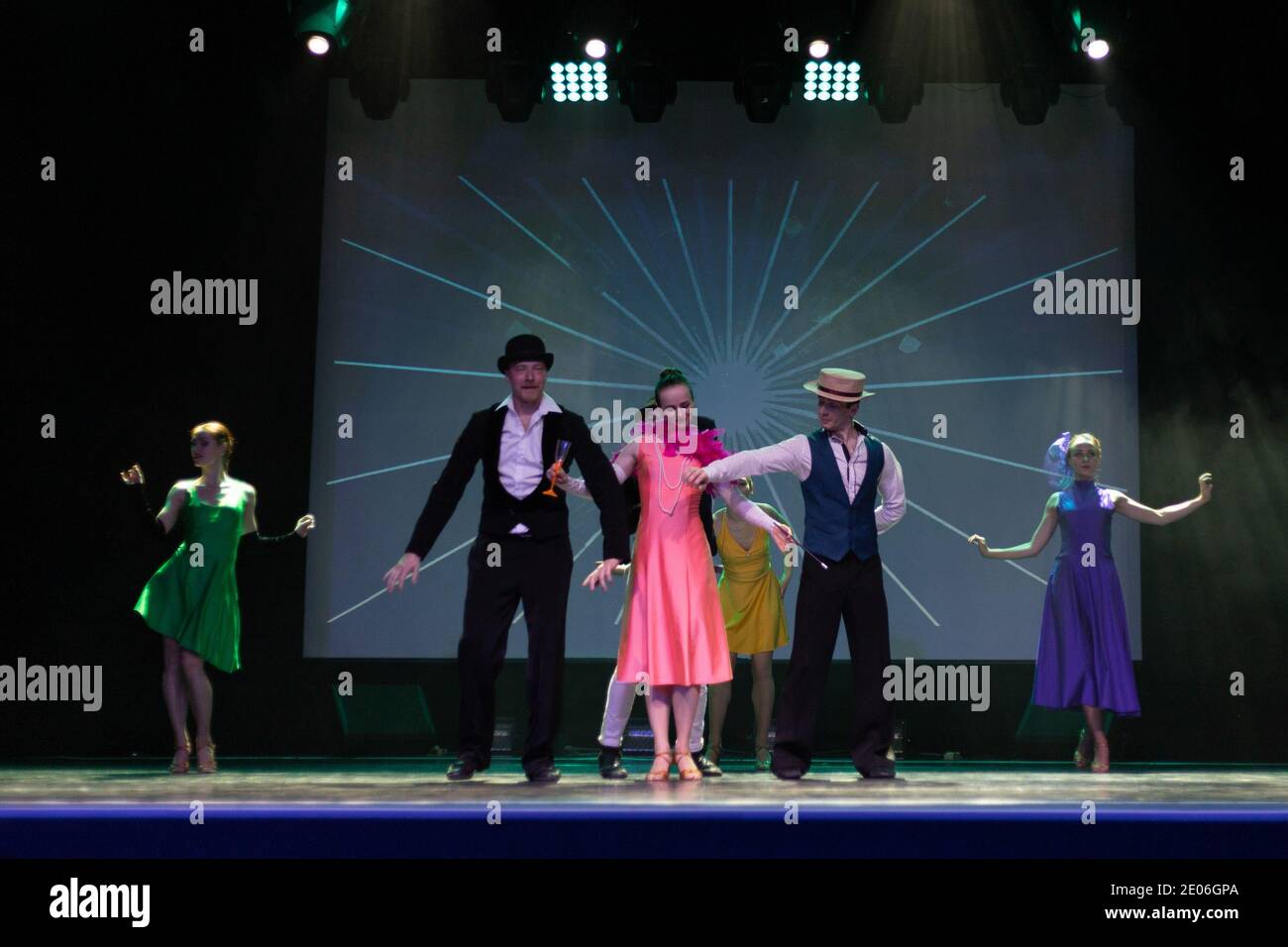 Dancer Actors perform on the theater stage in a dance show musical ...