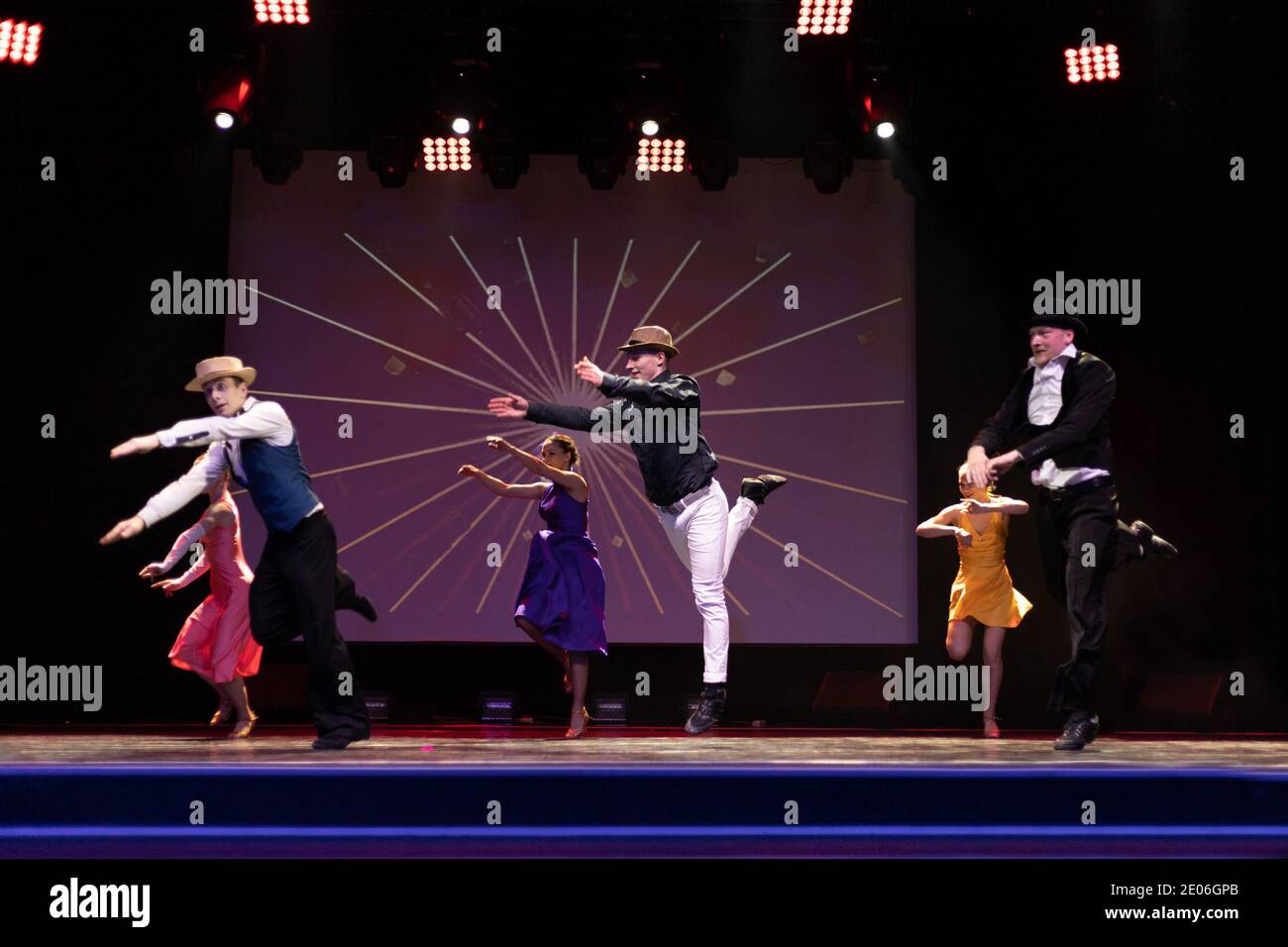 Dancer Actors perform on the theater stage in a dance show musical ...