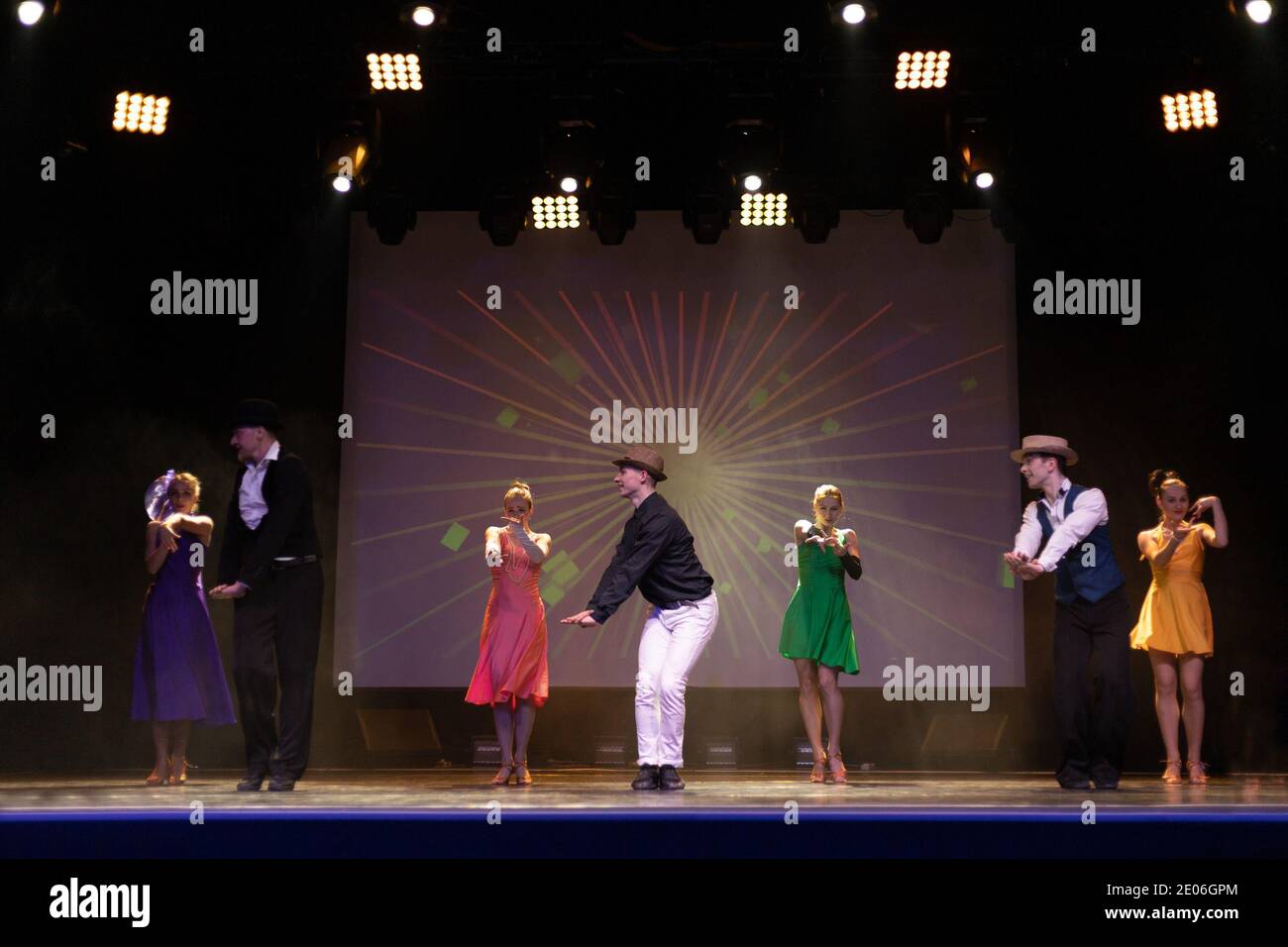 Dancer Actors perform on the theater stage in a dance show musical ...