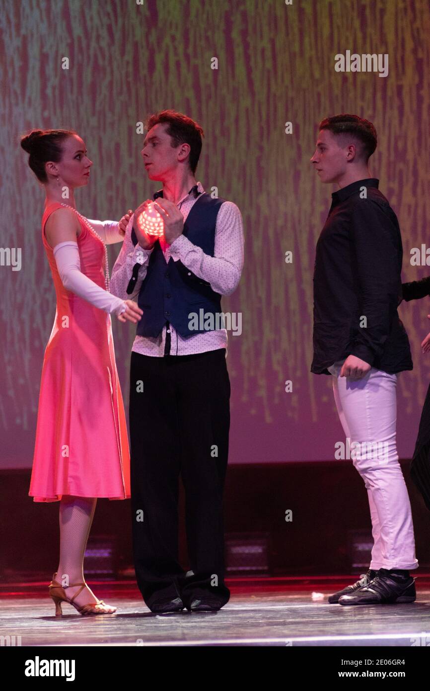Dancer Actors perform on the theater stage in a dance show musical ...