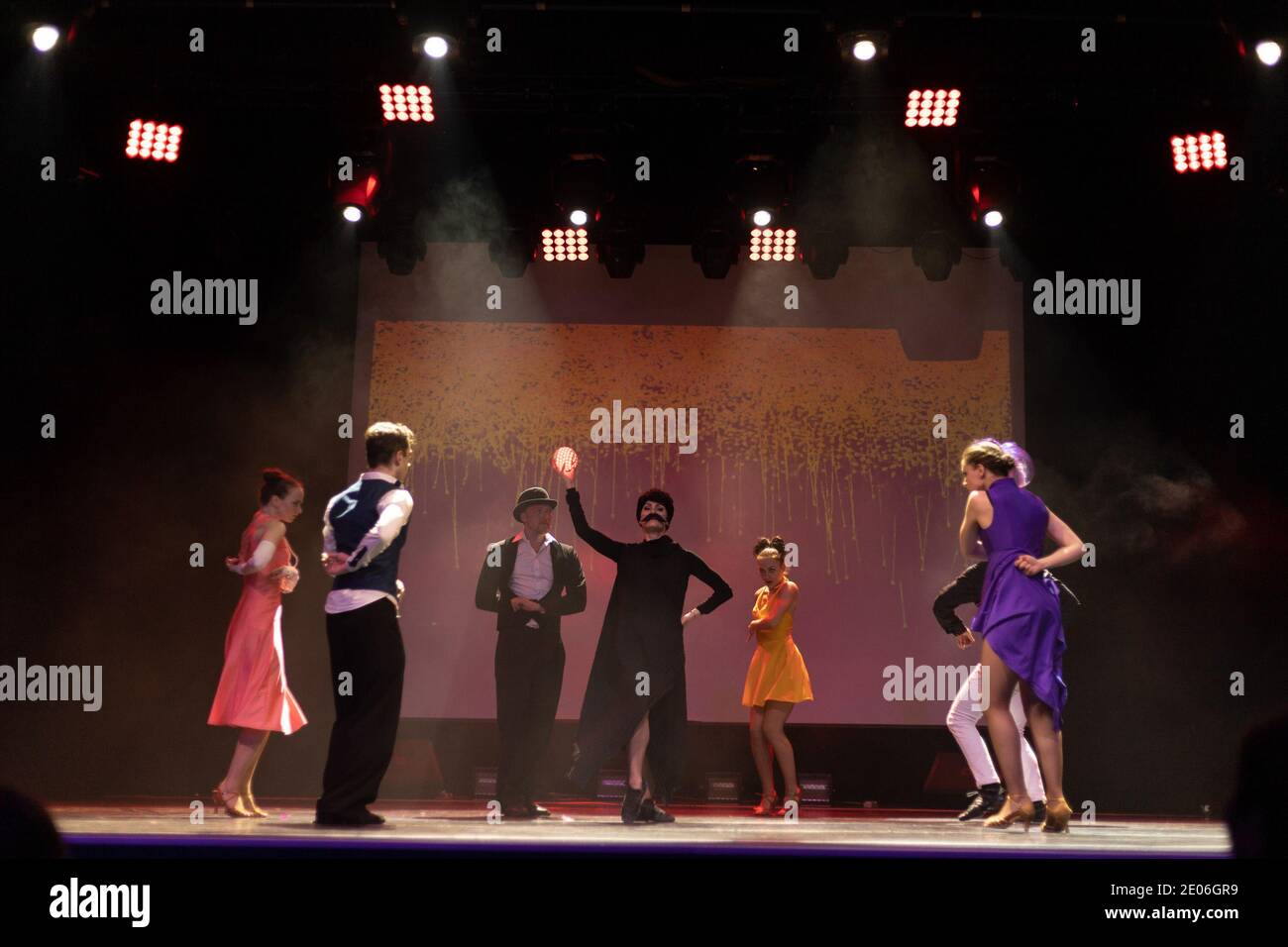 Dancer Actors perform on the theater stage in a dance show musical ...