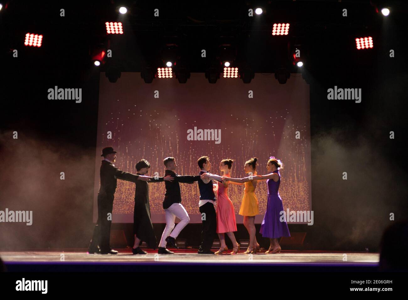 Dancer Actors perform on the theater stage in a dance show musical ...