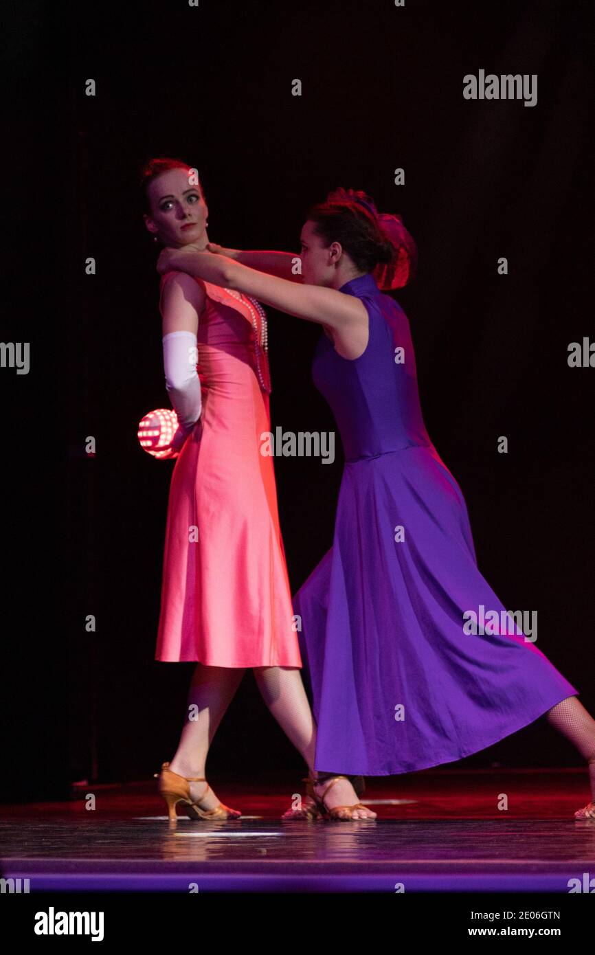 Dancer Actors perform on the theater stage in a dance show musical ...
