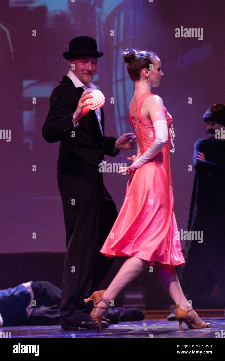 Dancer Actors perform on the theater stage in a dance show musical ...