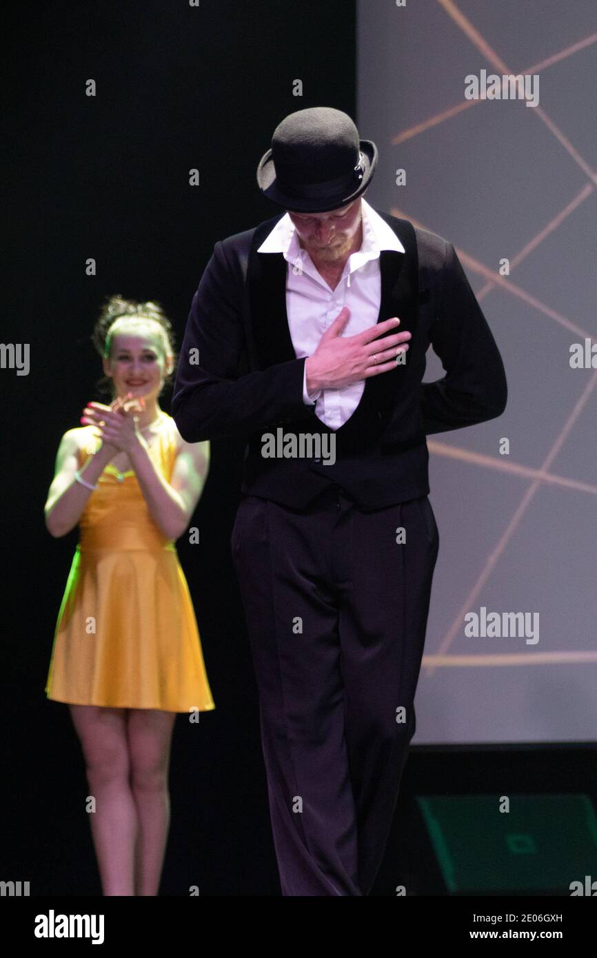 Dancer Actors perform on the theater stage in a dance show musical ...