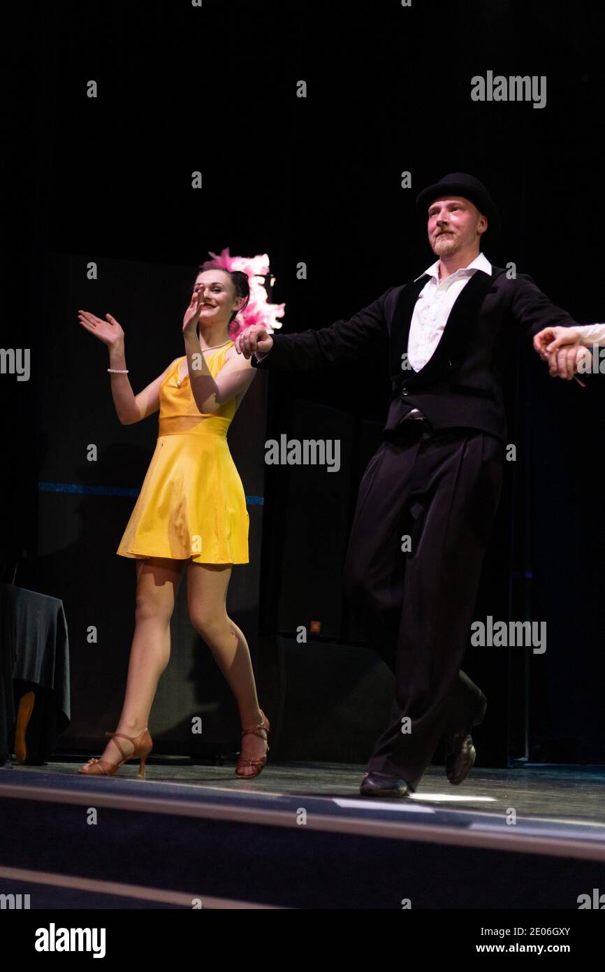 Dancer Actors perform on the theater stage in a dance show musical ...
