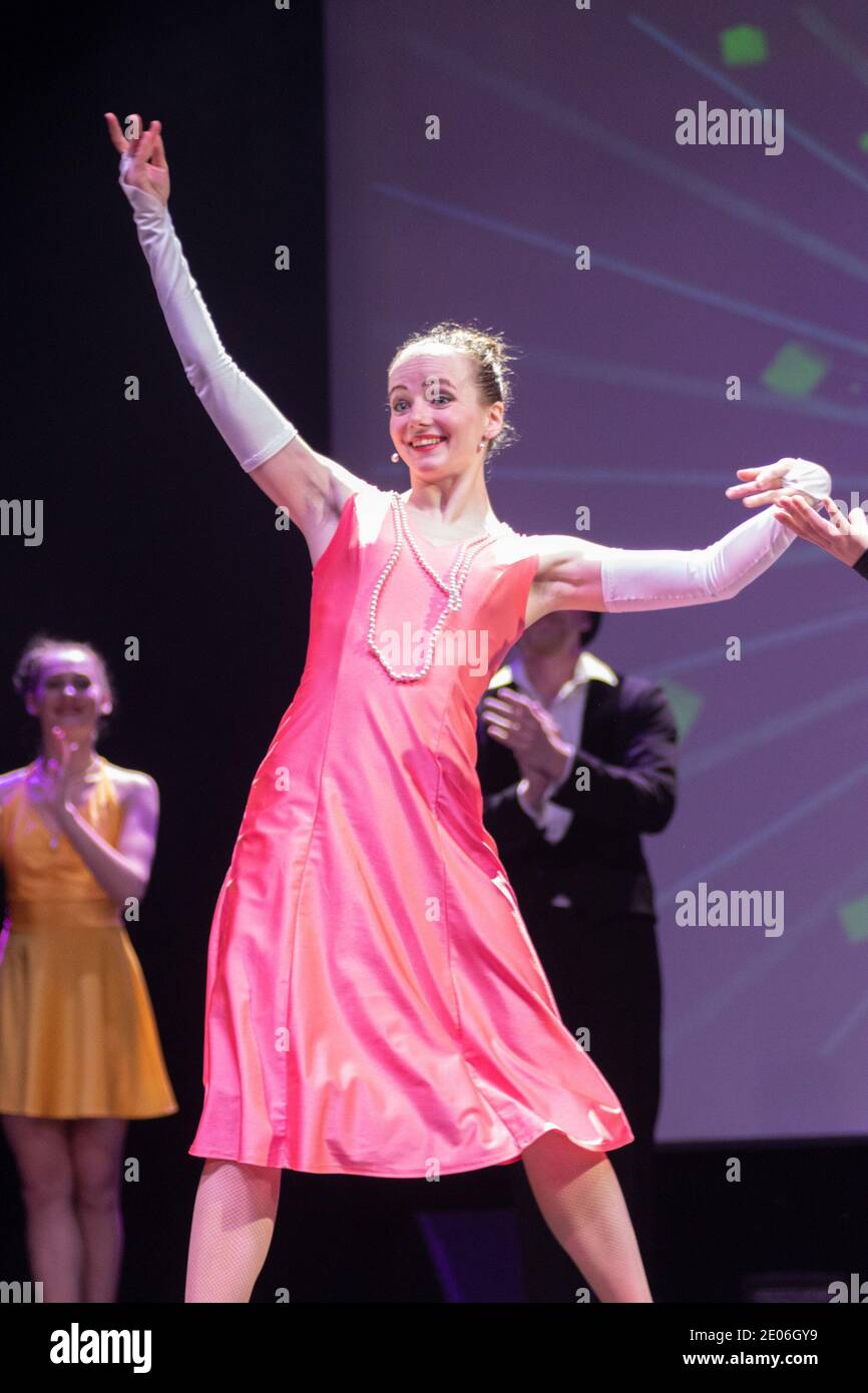 Dancer Actors perform on the theater stage in a dance show musical ...