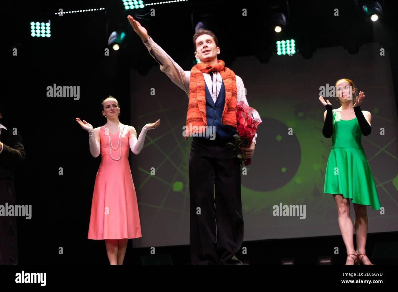 Dancer Actors perform on the theater stage in a dance show musical ...