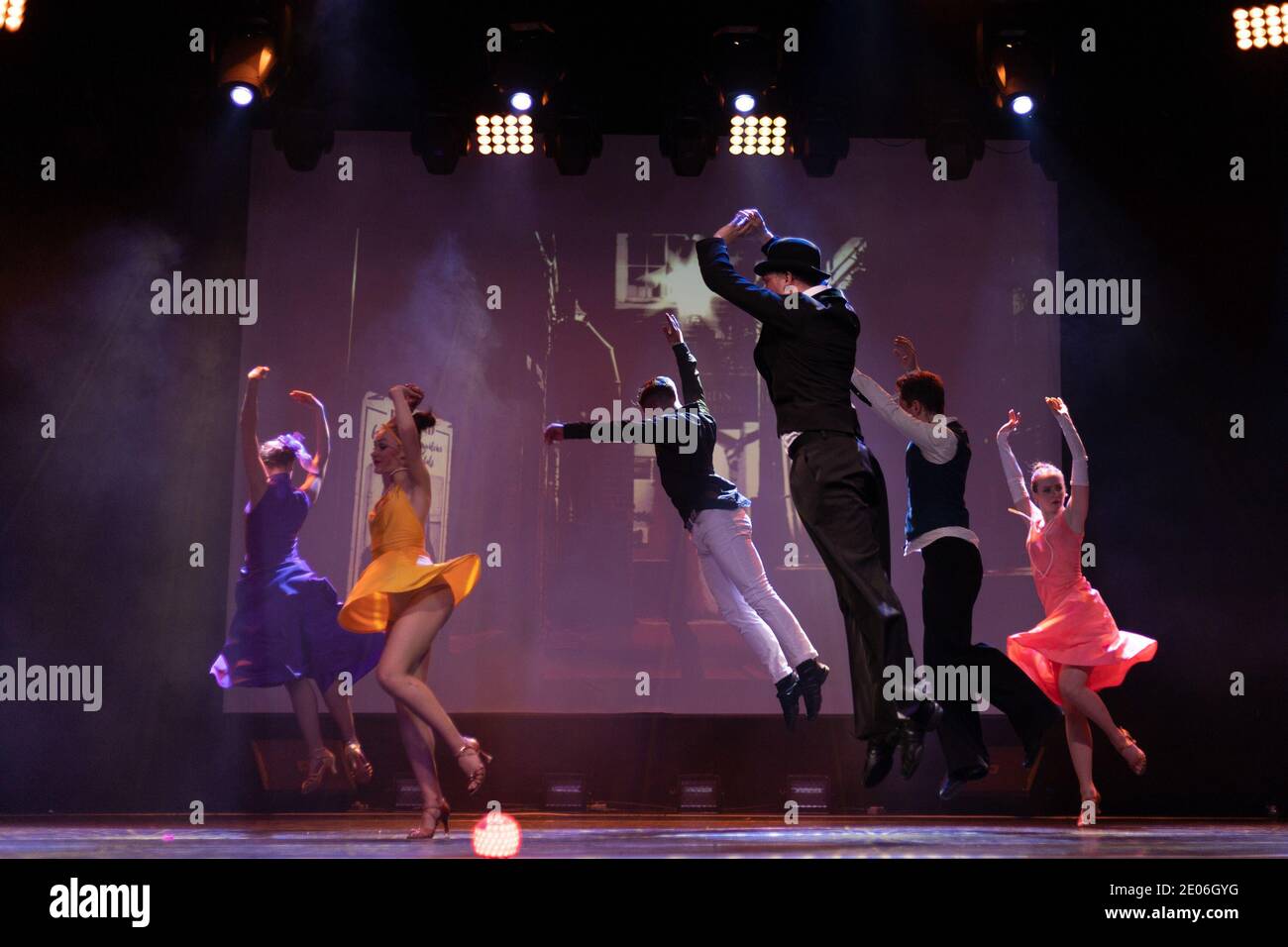 Dancer Actors perform on the theater stage in a dance show musical ...